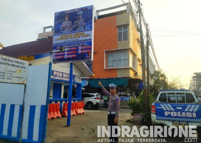 Kampanye Keselamatan Berkendara, Satlantas Polresta Indragiri Hilir Pasang Spanduk dan Baliho