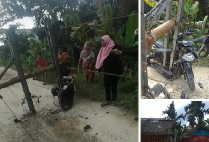 Sebanyak 11 Tiang Listrik di Pulau Kecil Tumbang, Satu Sepeda Motor Rusak